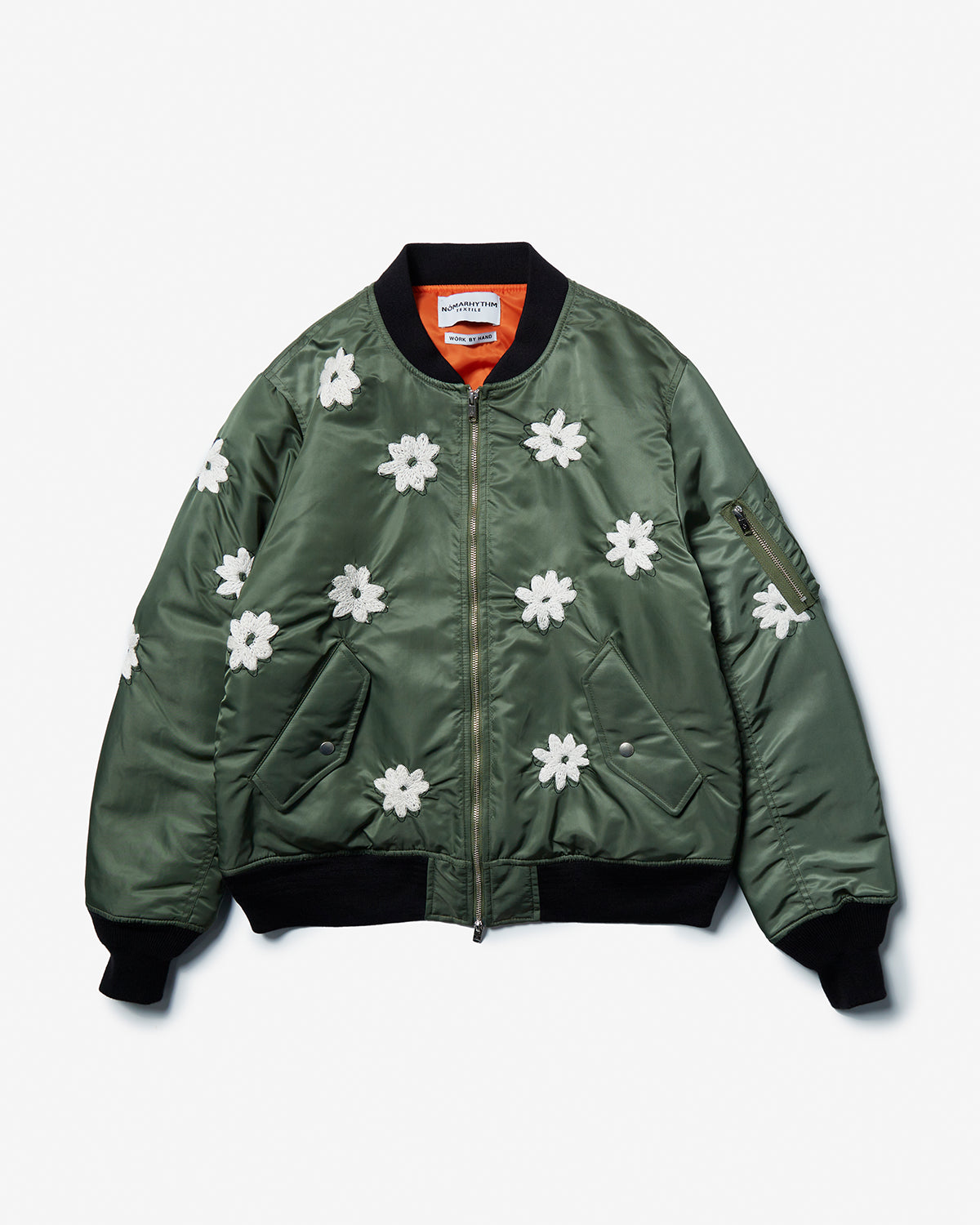 Flower Embroidery Flight Jacket - Olive x White – onionbkk.com / Onion