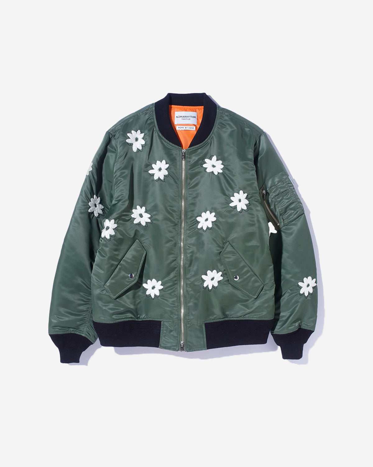 Flower Embroidery Flight Jacket - Olive x White – onionbkk.com / Onion